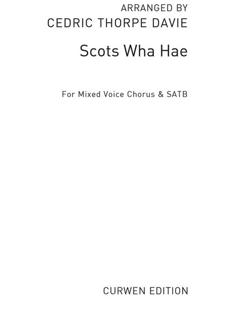 Sheet Music Scots Wha Hae Satb Piano