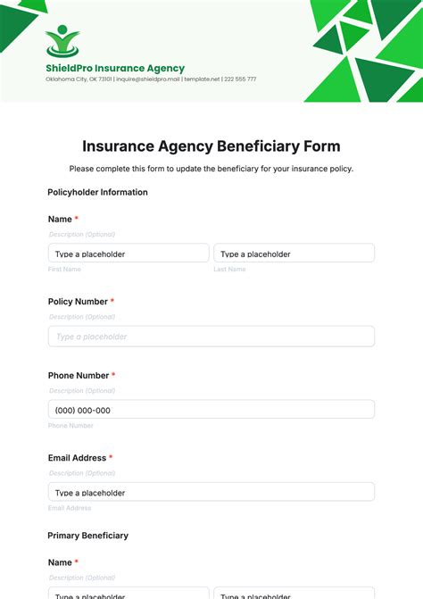 Beneficiary Form Template