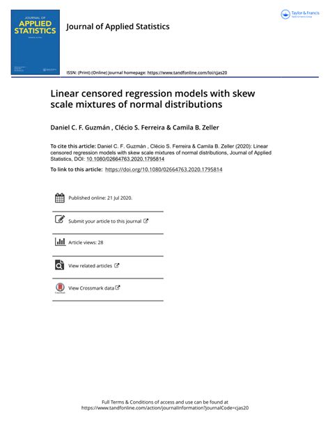 Full Article Linear Censored Regression Models With Skew Scale Mixtures Of Normal Distributions