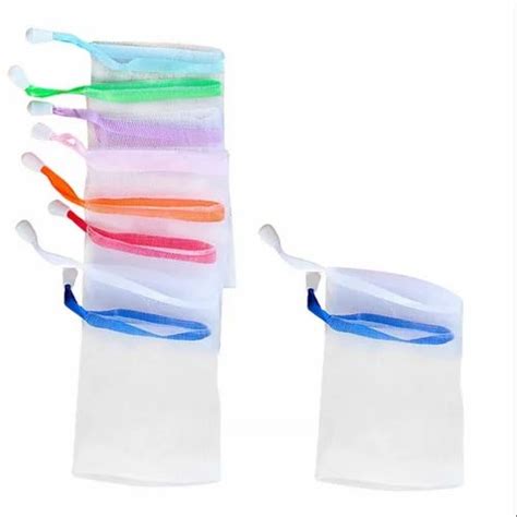 10pcs Mesh Soap Bags Double Layer Bubble Foam Net Cleanser Drawstring