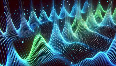 Glowing Neon Waveforms Resembling Soundwaves In Vibrant Blues And Greens Moving Dynamically