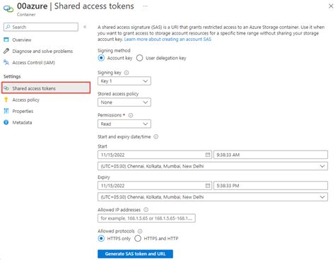 Get Sas Token From The Azure Portal