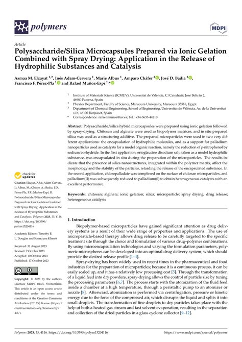 Pdf Polysaccharidesilica Microcapsules Prepared Via Ionic Gelation