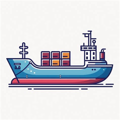 Premium Vector Colorful Cargo Ship Illustration