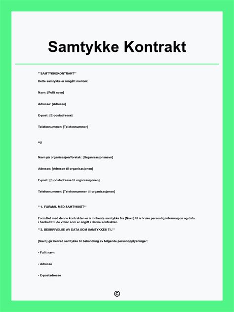 Samtykke Kontrakt