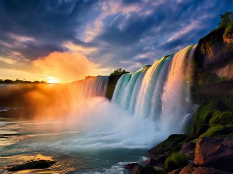Niagara Falls At Sunset Premium Ai Generated Image