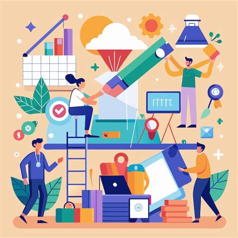 Premium Vector Collaborative Workflow And Project Management