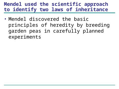 PPT Mendel Used The Scientific Approach To Identify Two Laws Of