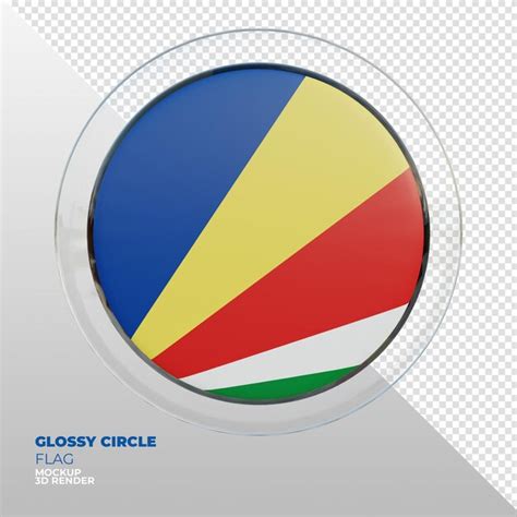 Bandera de círculo brillante con textura d realista de seychelles Archivo PSD Premium