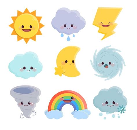 Premium Vector Cute Weather Illustration Set