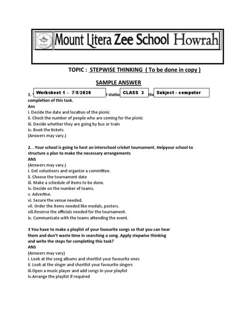 Answer Key Of Ch2 Stepwise Thinking Class 3 Download Free Pdf