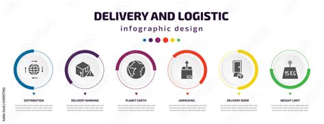 Delivery And Logistic Infographic Element With Icons And 6 Step Or