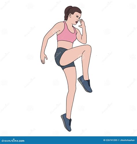 Modelo De Atleta Femenina Ilustrado Sobre Fondo Blanco Ilustración del Vector Ilustración de