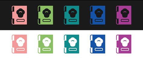 흑백 배경에 격리된 쿡북 아이콘을 설정합니다 요리 책 아이콘 레시피 북 포크와 칼 아이콘 칼 붙이 기호 벡터 개념에 대한 스톡 벡터 아트 및 기타 이미지 Istock