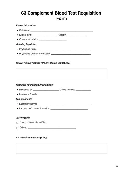 C Complement Blood Test Example Free PDF Download