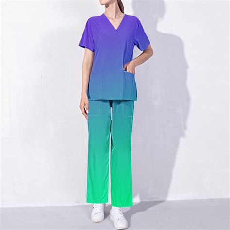 Styesk Scrubs For Women Gradient Color Scrubs Sets High Waisted Scrub