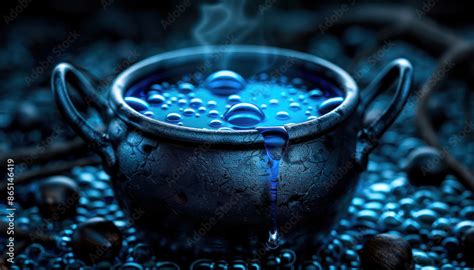 Foto De Stock Witchs Cauldron With Bubbling Potion Magical And Eerie
