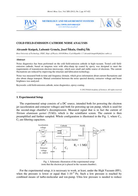 Pdf Cold Field Emission Cathode Noise Analysis