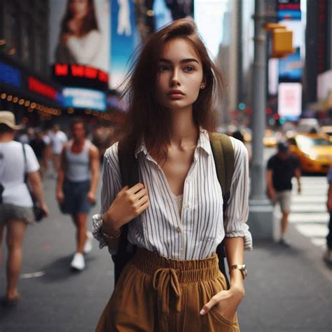 A Man In A Suit Walks Down A Busy Street Premium Ai Generated Image