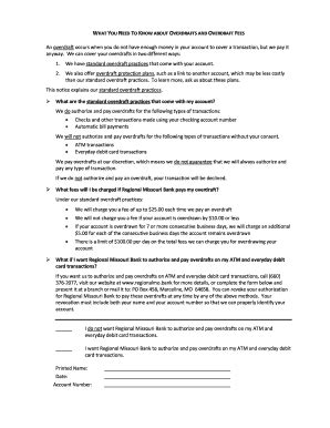 Fillable Online What Are The Standard Overdraft Practices That Come