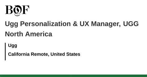 Ugg Personalization And Ux Manager Ugg North America Job With Ugg 299045