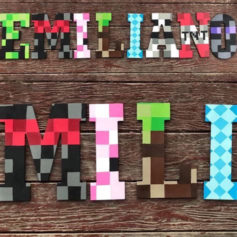 Cartas De Mina Por Carta 105 Etsy Minecraft Room Decor Minecraft