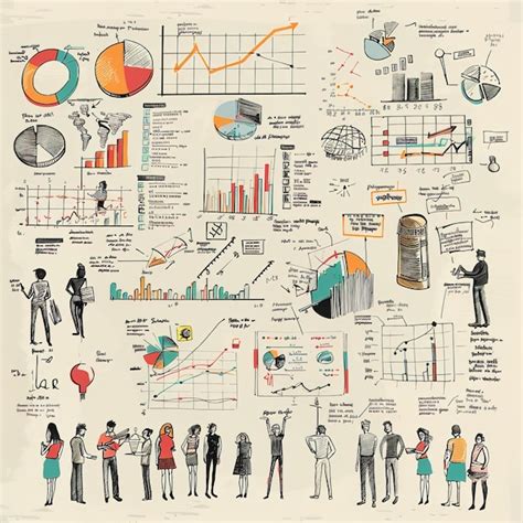 Premium Photo Hand Drawn People Gathering Data With Statistics