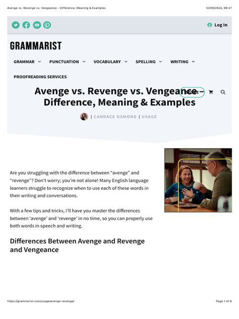 Avenge Vs Revenge Vs Vengeance Difference Meaning And Examples Pdf