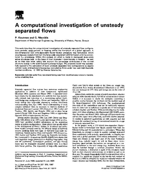 Pdf A Computational Investigation Of Unsteady Separated Flows