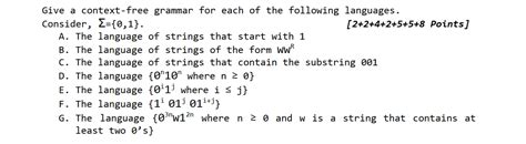 Solved Give A Context Free Grammar For Each Of The Following Chegg