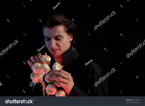 Handsome Vampire Doesnt Like Garlic Isolated Stock Illustration