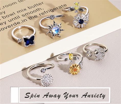 Silver Fidget Ring Spinner Worry Relief Ring Adjustable Anxiety Ring