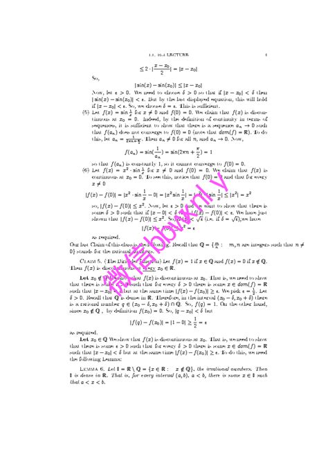 Math 312 Lecture Notes 11 16 Lecture 4 ≤ 2 · X − X 0 2 X − X 0 So Sin X − Sin X 0