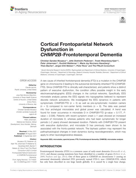 Pdf Cortical Frontoparietal Network Dysfunction In Chmp2b