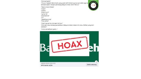 Cek Fakta Tidak Benar Bank Aceh Buka Link Pendaftaran Gebyar Undian