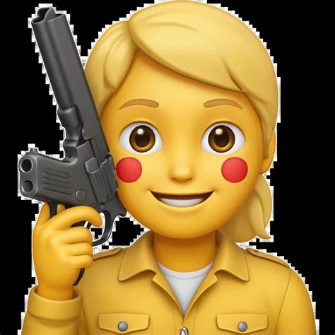 Create A Smiling Face Emoji Thats Holding A Gun Aimed To Their