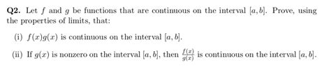 Solved Let F Anf G Be Functions That Are Continuous On The Chegg Com