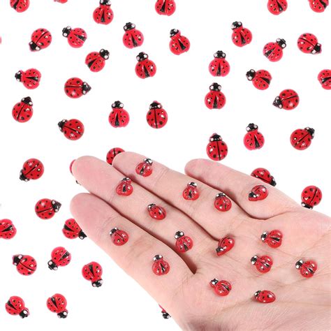 Euphhonycs 100pcs Mini Ladybug Decor For Crafts Miniature