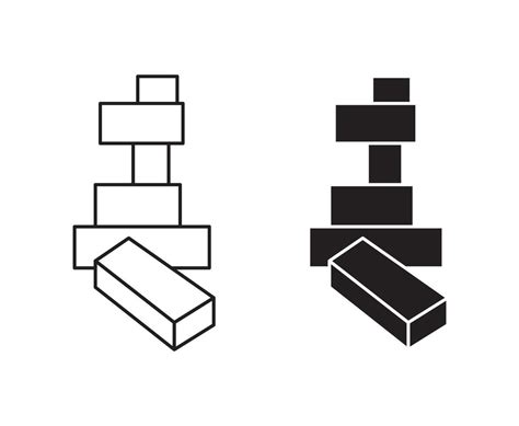 Wooden Block Linear Art Icon Set Wooden Block Mark For Web 47697402 Vector Art At Vecteezy