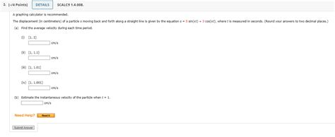 A Find The Average Velocity During Each Time