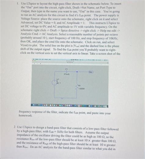 Solved 1 Use Ltspice To Layout The High Pass Filter Shown