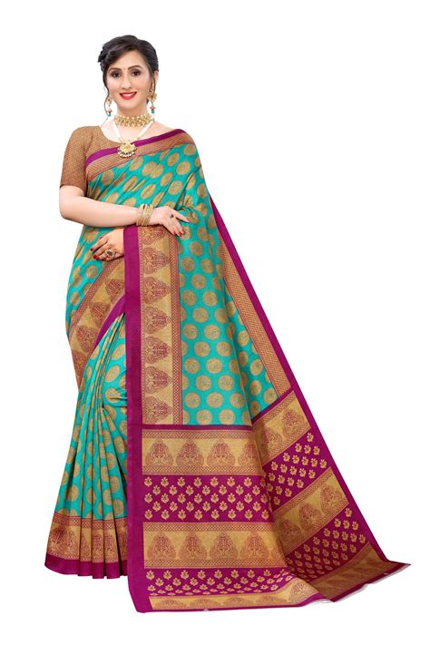 CRAFTSTRIBE Art Silk Rama Indian Saree Daily Wear With Unstitched
