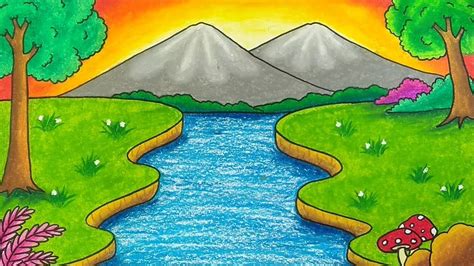 21 Contoh Gambar Pemandangan Alam Yang Mudah Ditiru Dan Digambar Untuk