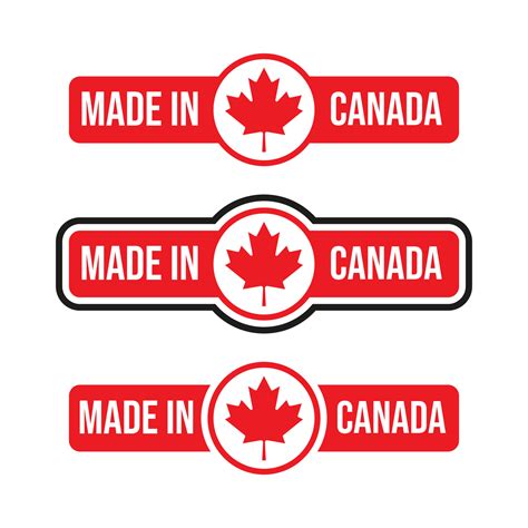 Made In Canada Label Stamp Or Logo With The National Flag Of Canada