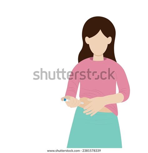Portrait Girl Giving Herself Insulin Injection Stock Vector Royalty