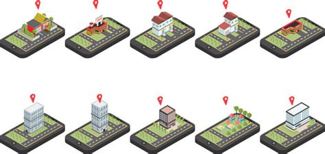 Red Pointer On Smartphone Map Gps Navigation Vector Image