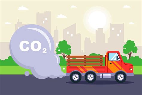 co2 emissions from an old truck air pollution from cars flat vector illustration 13630416
