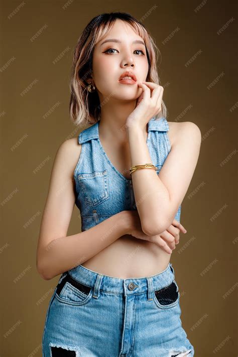 Premium Photo Confident Asian Woman Short Hair With Perfect Body Cute