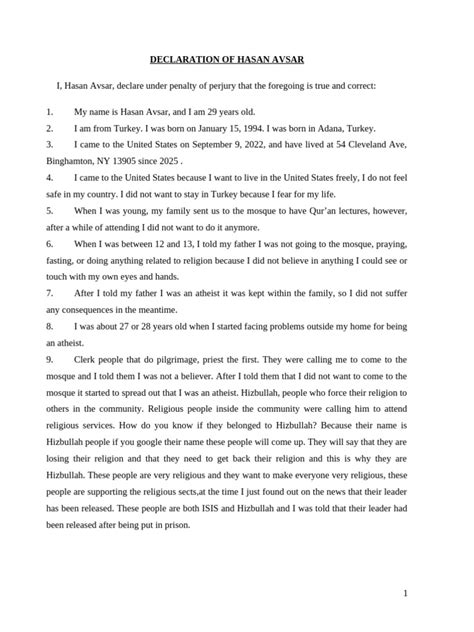 Avsar Hasan Asylum Affidavit Pdf Abrahamic Religions Religious Faiths