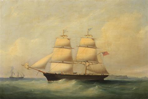 Bonhams Philip John Ouless British 1817 1885 The Jersey Brig Hamon Outward Bound From The